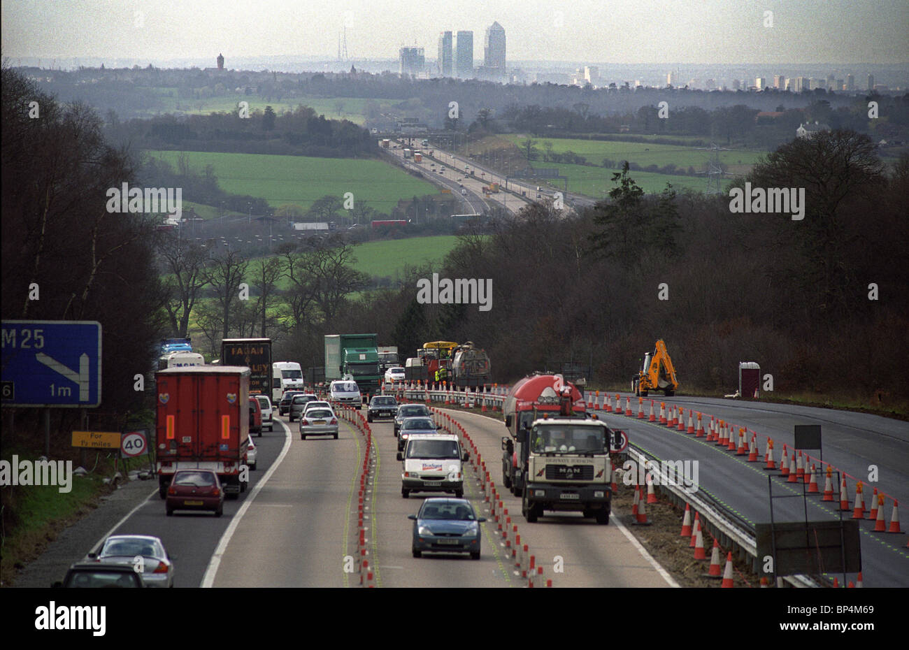 The M11 Motorway in Essex, Britain, looking south towards the M25 and ...