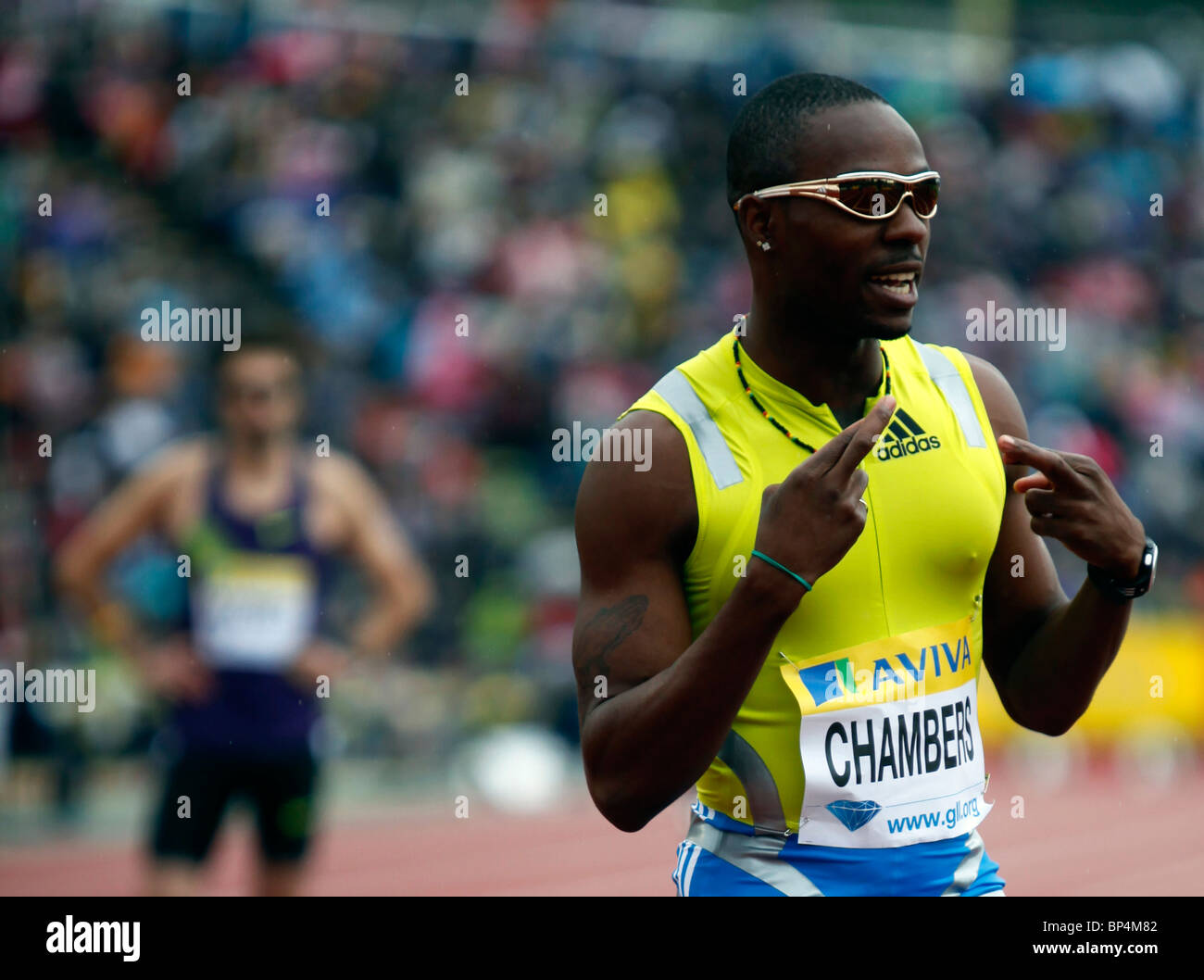 Ricardo CHAMBERS at the start of the 400m men's race at Aviva London ...