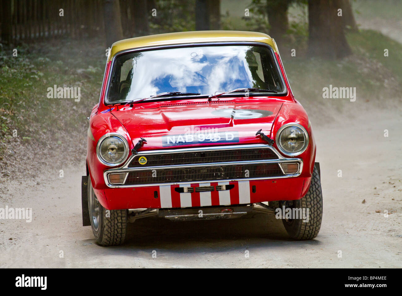 1966 Ford Lotus Cortina rally car with driver Simon Wallis at the 2010 ...