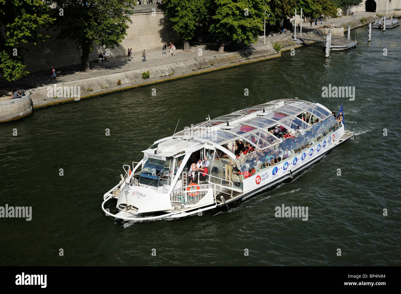 Batobus; Tourists doing a cruse on seine river, Paris, France Stock ...