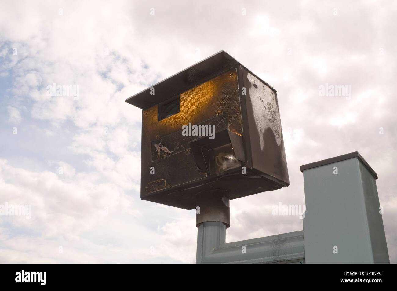 A burnt out broken damaged Gatso speed camera probably vandalised Stock ...