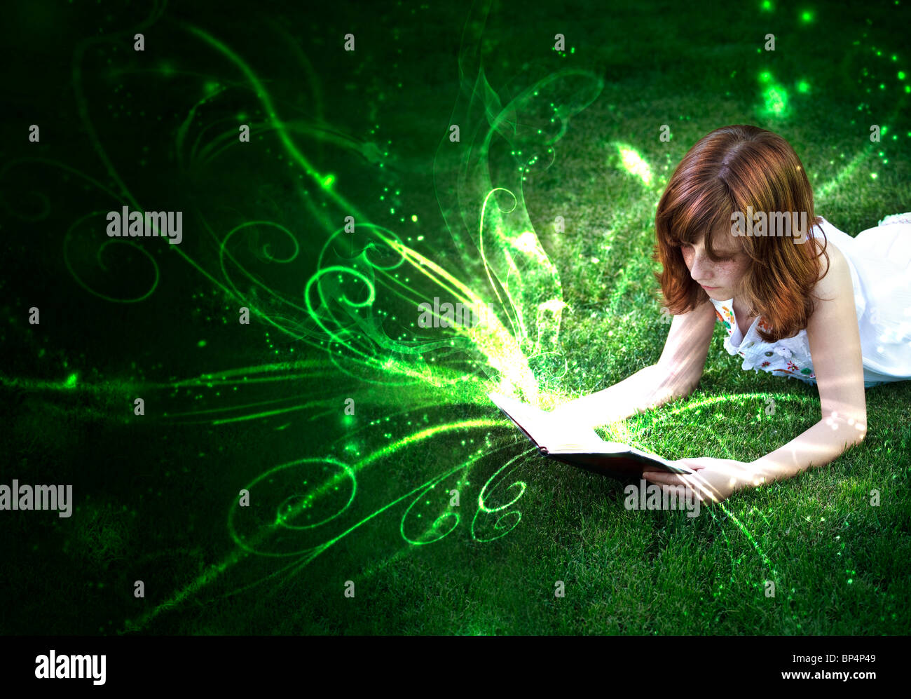 Children reading a book, imagination Stock Photo - Alamy