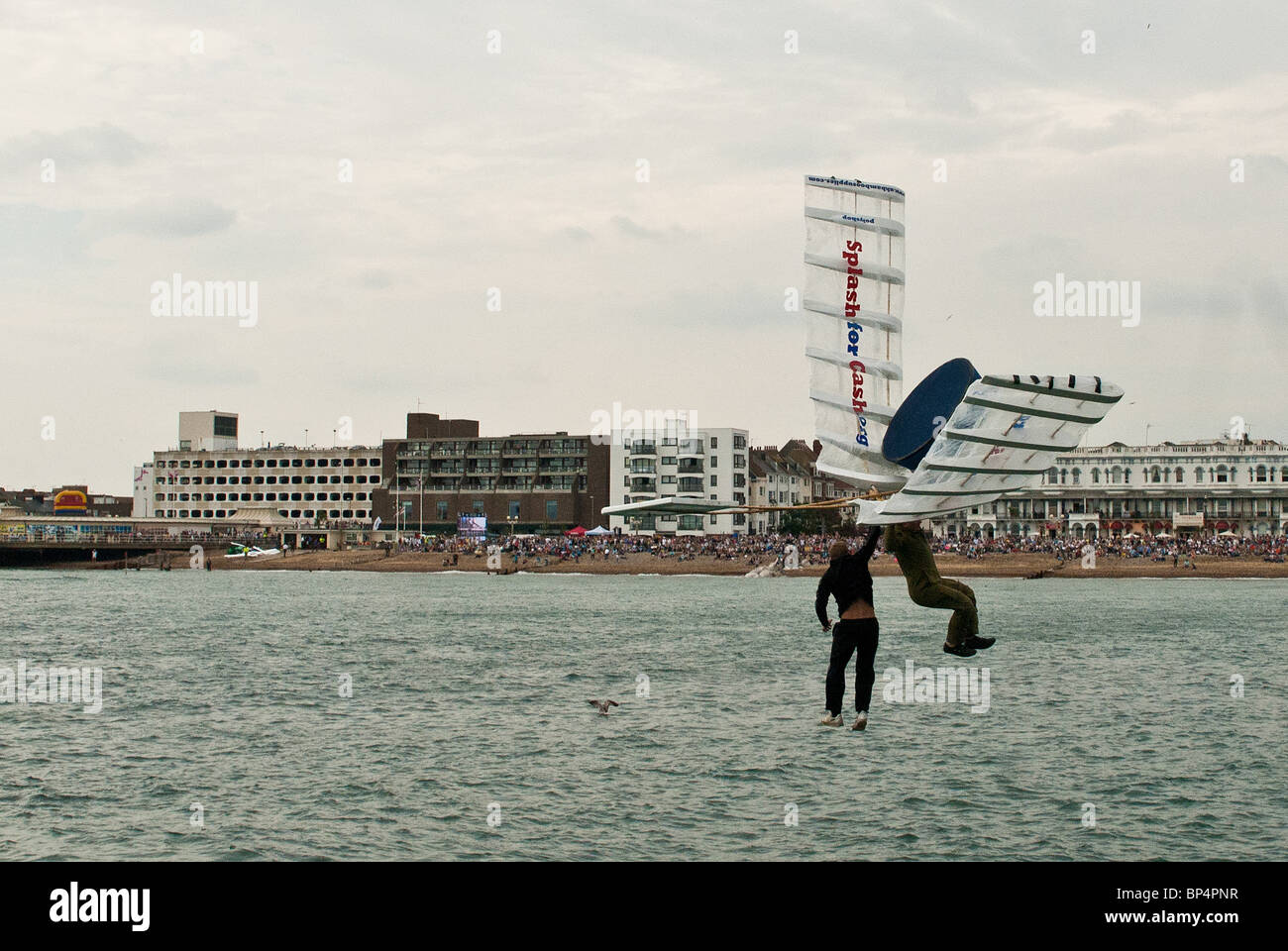 Competitors jump at the Worthing International Birdman. Worthing, West ...