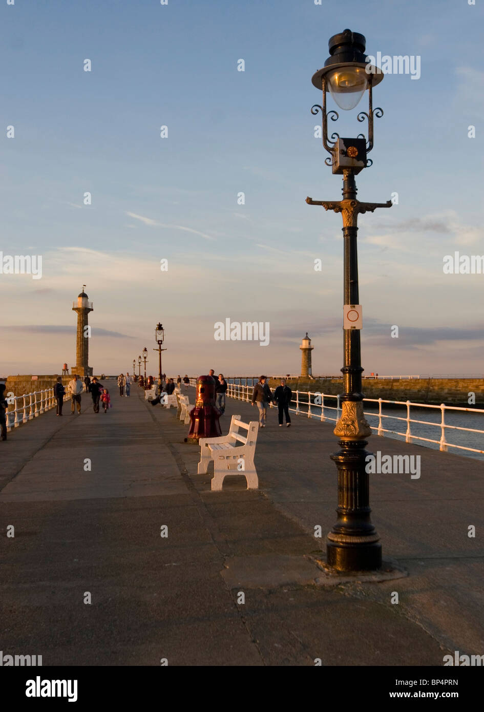 Whitby Pier at sunset Stock Photo - Alamy