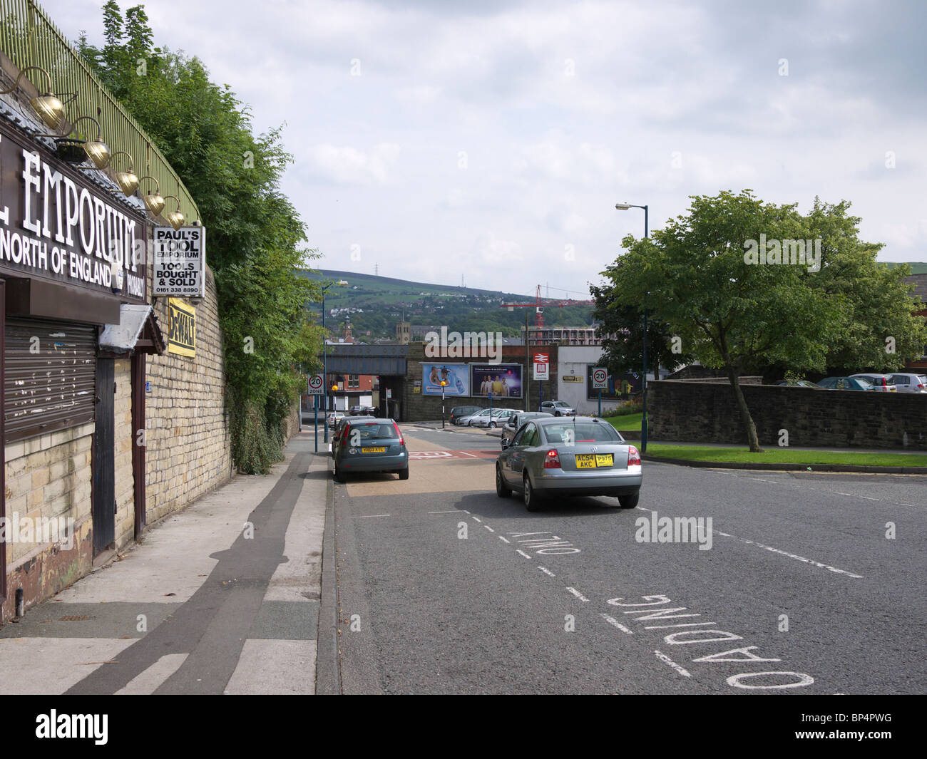 Road leading into Stalybridge town centre, Tameside, England, UK Stock ...