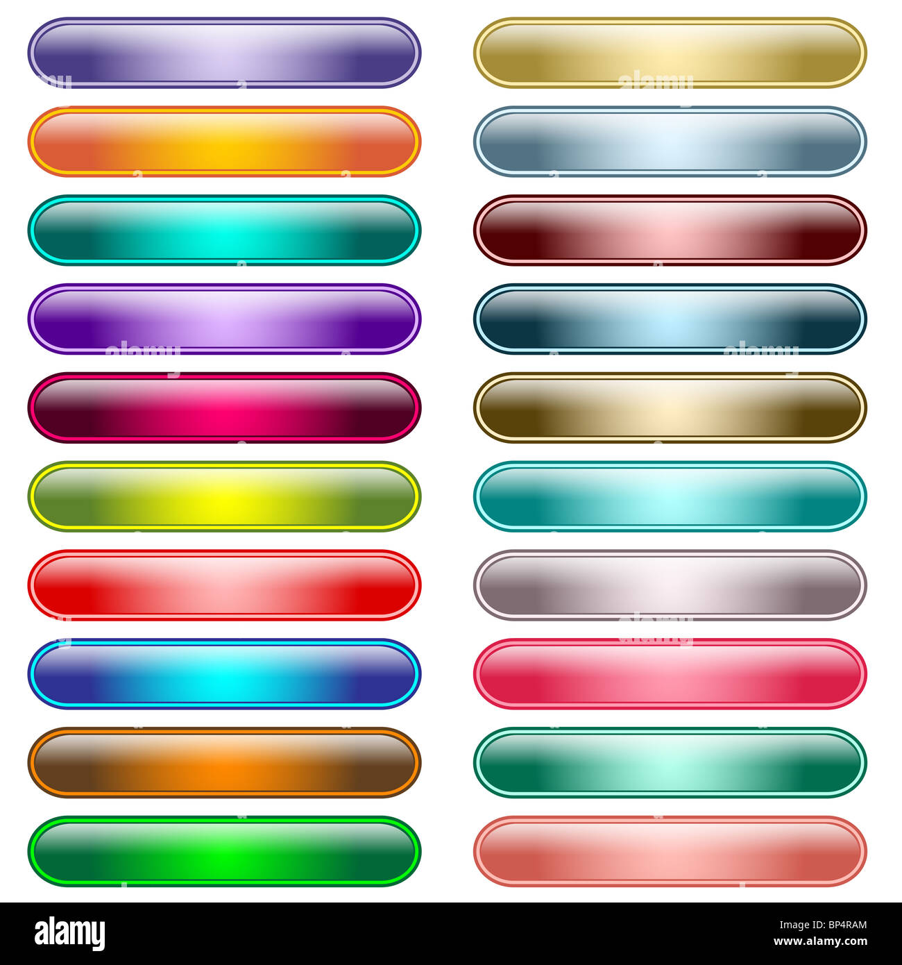 Web buttons in 20 shiny assorted colors, scalable. Isolated on white ...