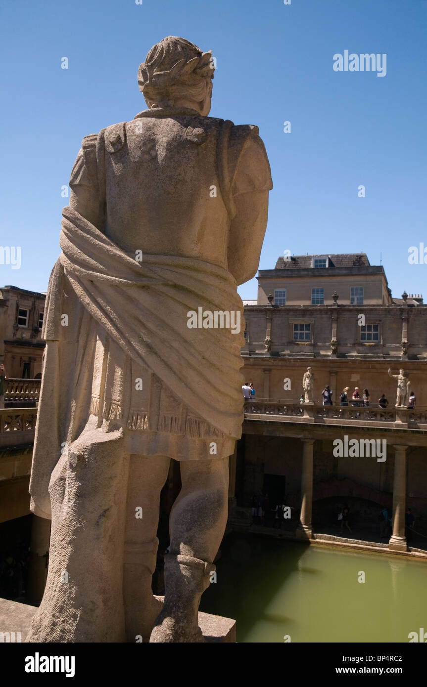 Roman Statue overlooking Roman Baths at Bath Somerset England UK Stock ...