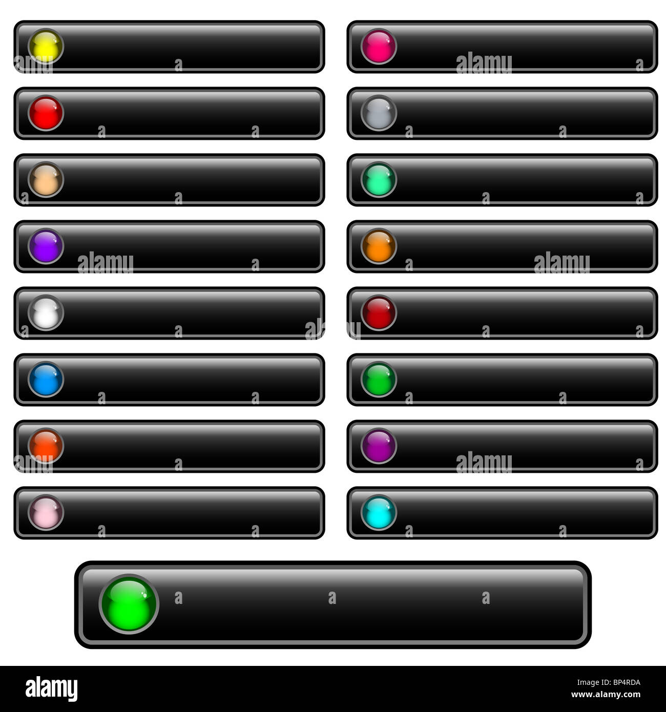 Web buttons black and shiny with bright assorted colored round glossy ...