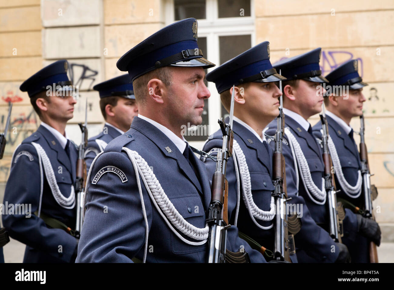 Warsaw Poland: Honor guards stand in memory of president Lech Kaczynski ...
