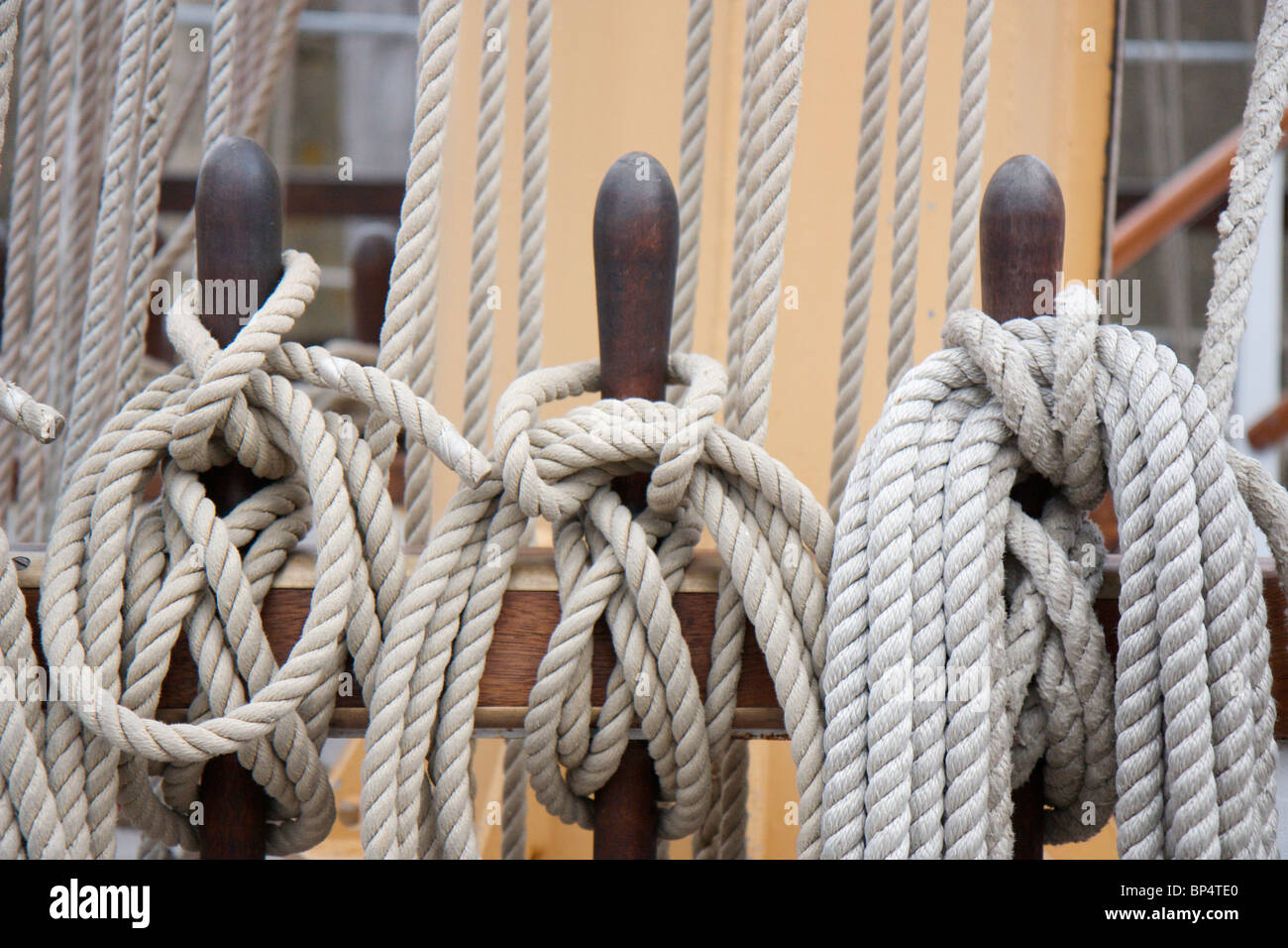 Ropes and Rigging on a sail ship Stock Photo - Alamy