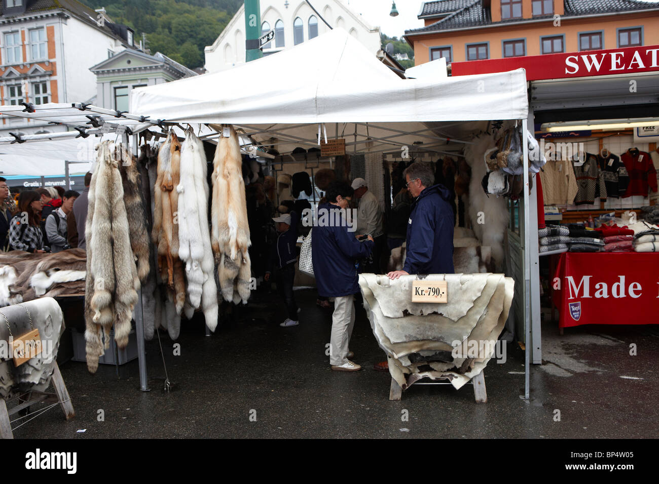Bergen Fjord Harbor Market place in Norway Stock Photo - Alamy