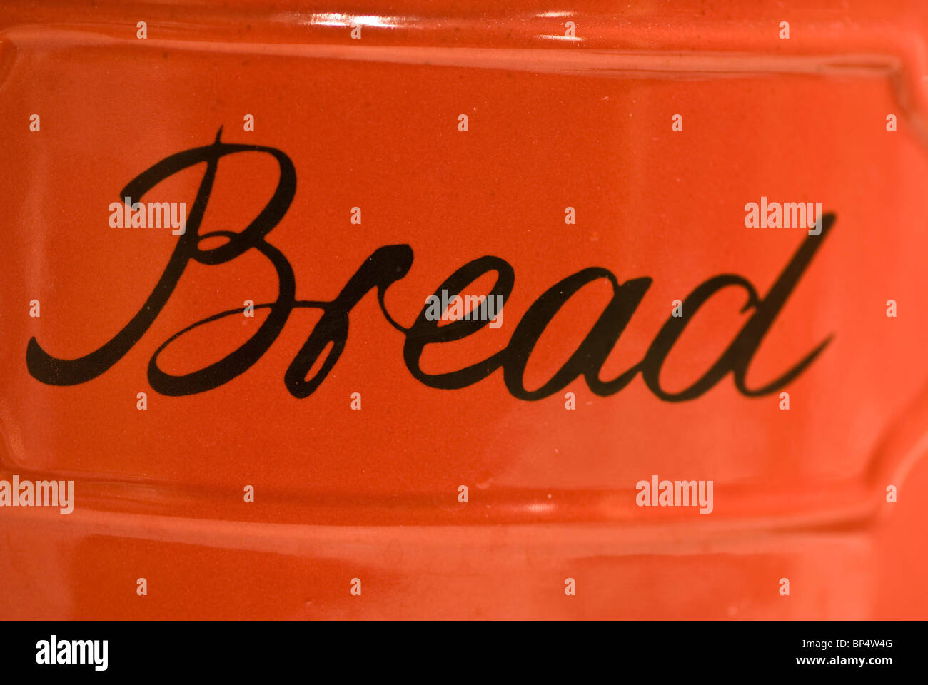 Bread sign on a ceramic Bread bin Stock Photo - Alamy