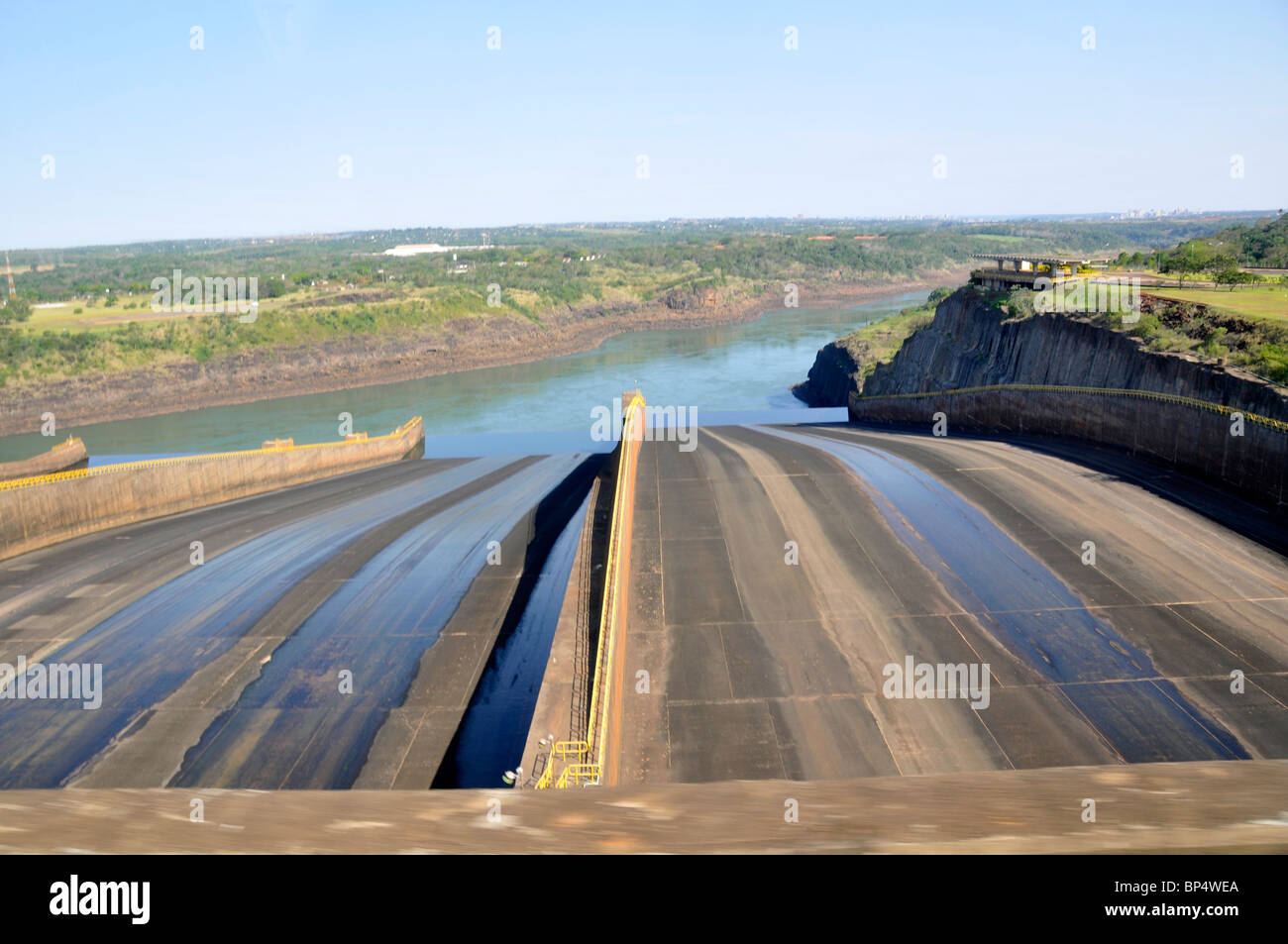 Itaipu hydroelectric dam, Parana river, border between Brazil and ...