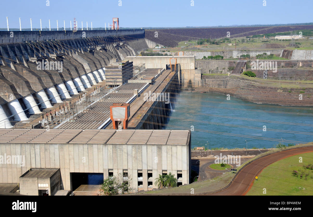 Itaipu hydroelectric dam, Parana river, border between Brazil and ...