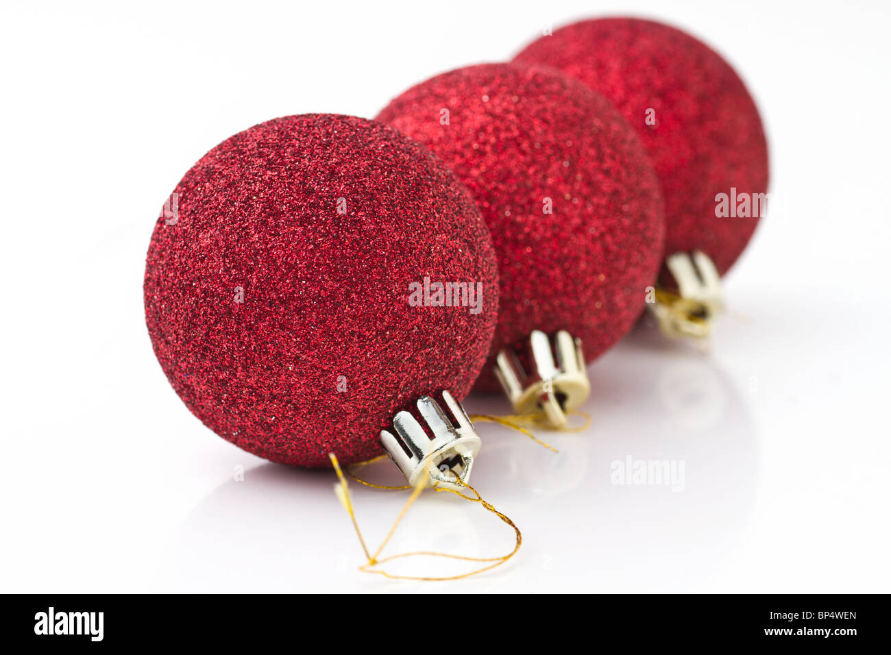 Red Christmas baubles Stock Photo - Alamy