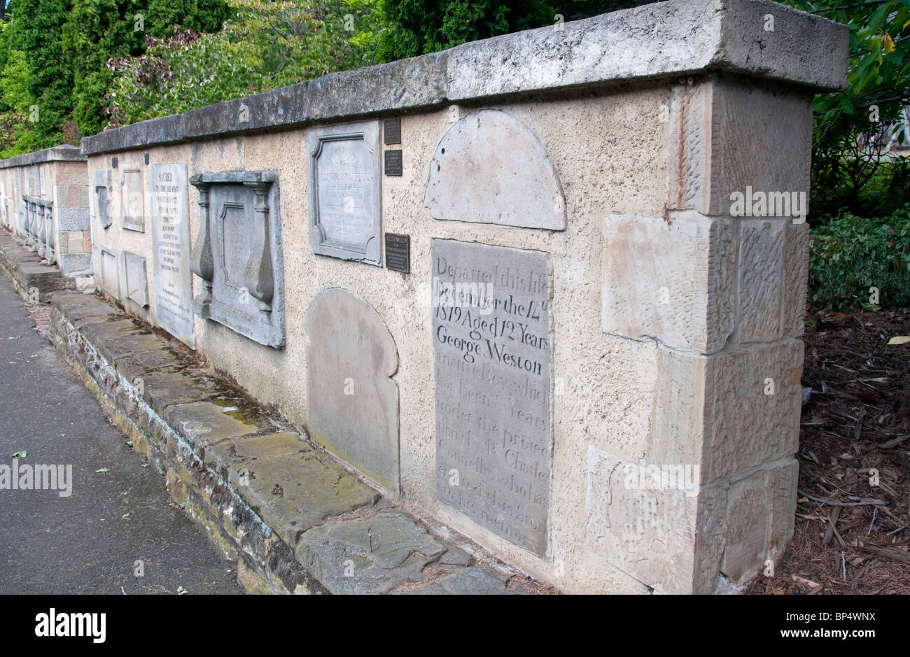 Gravestones of early settlers in Hobart's St Davids Park, Tasmania ...