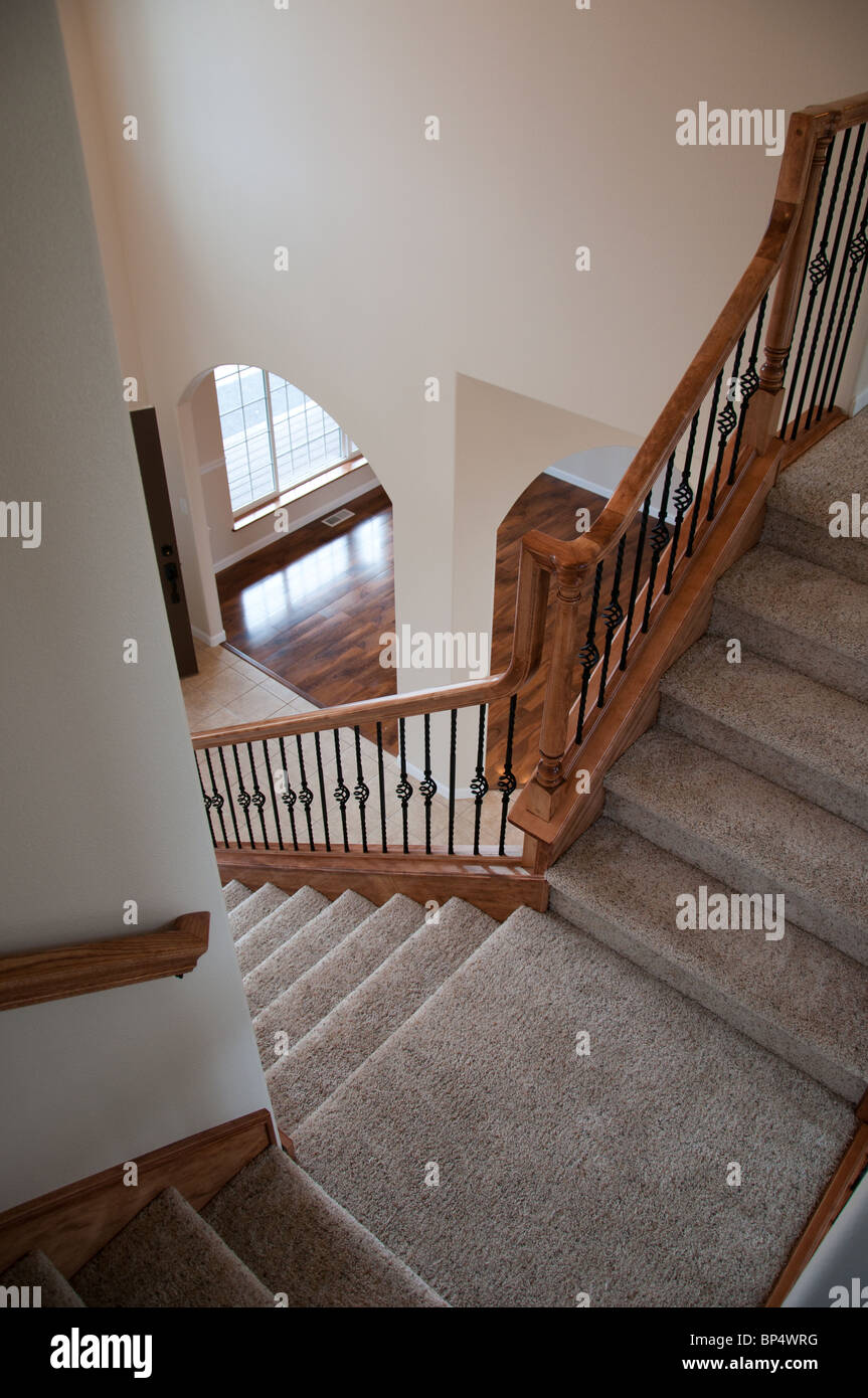 View of split stairway looking down Stock Photo - Alamy