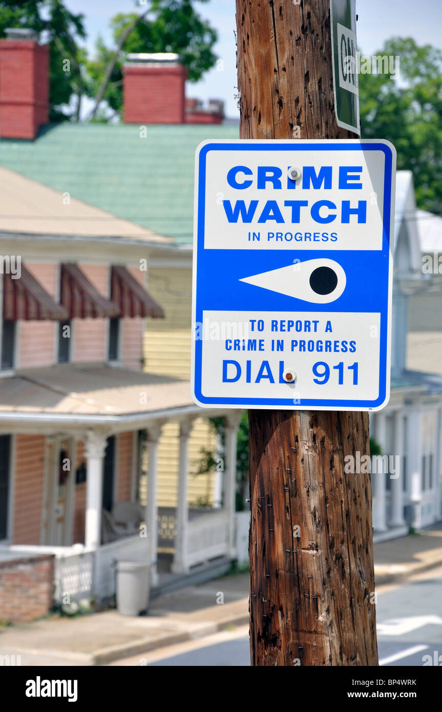 Neighborhood crime watch sign, USA Stock Photo - Alamy