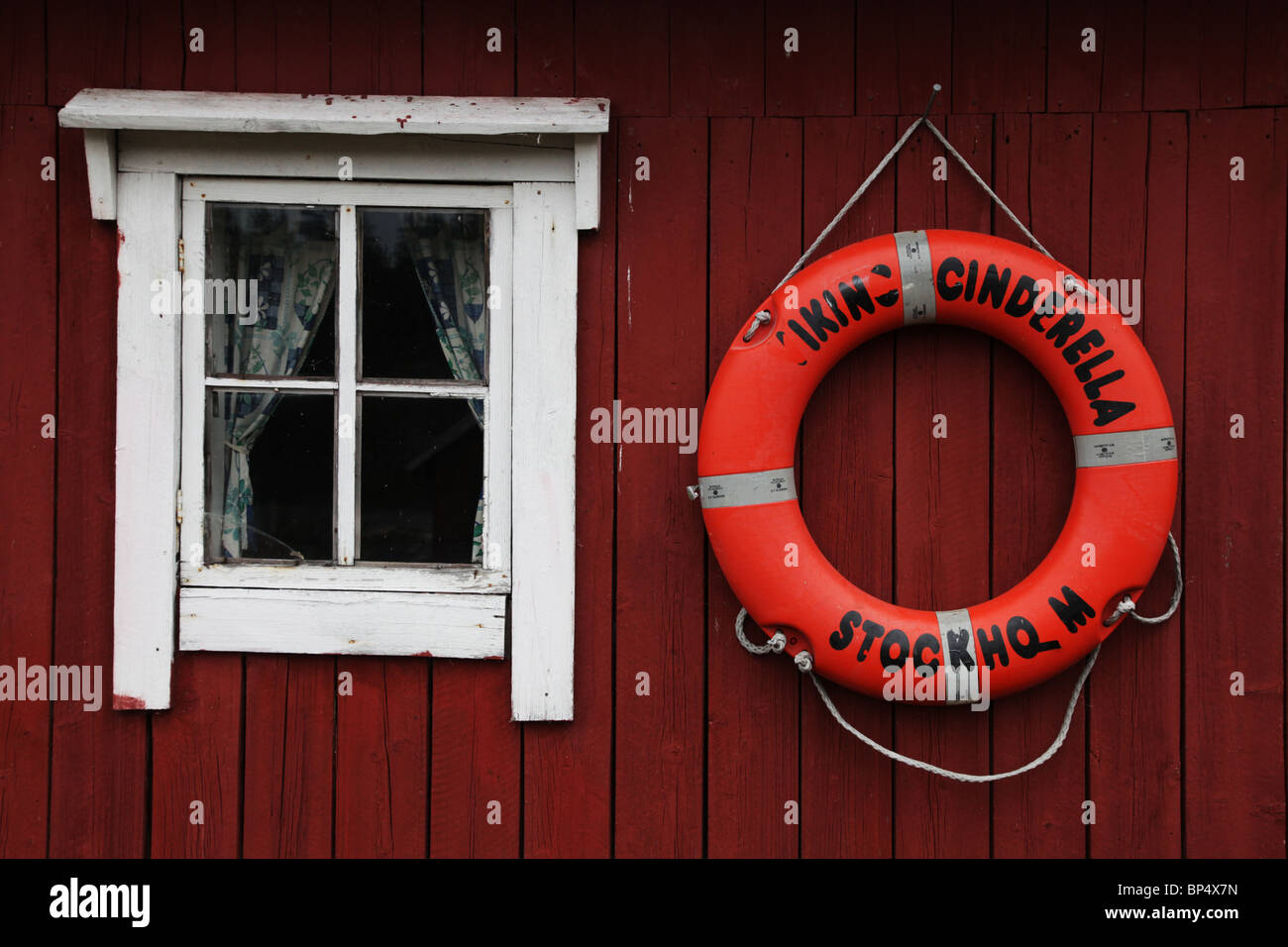 Traditional boathouse detail in Västeränga Lemland on the Aland island ...