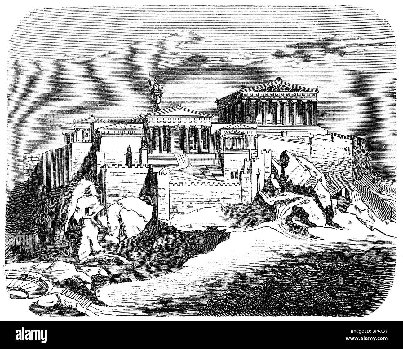 Restored view of the Acropolis of Athens, Greece Stock Photo - Alamy