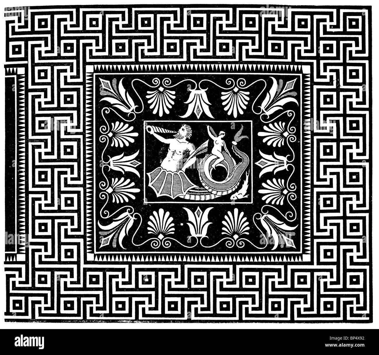 Mosaic floor from the temple of Olympia, sanctuary of ancient Greece in ...