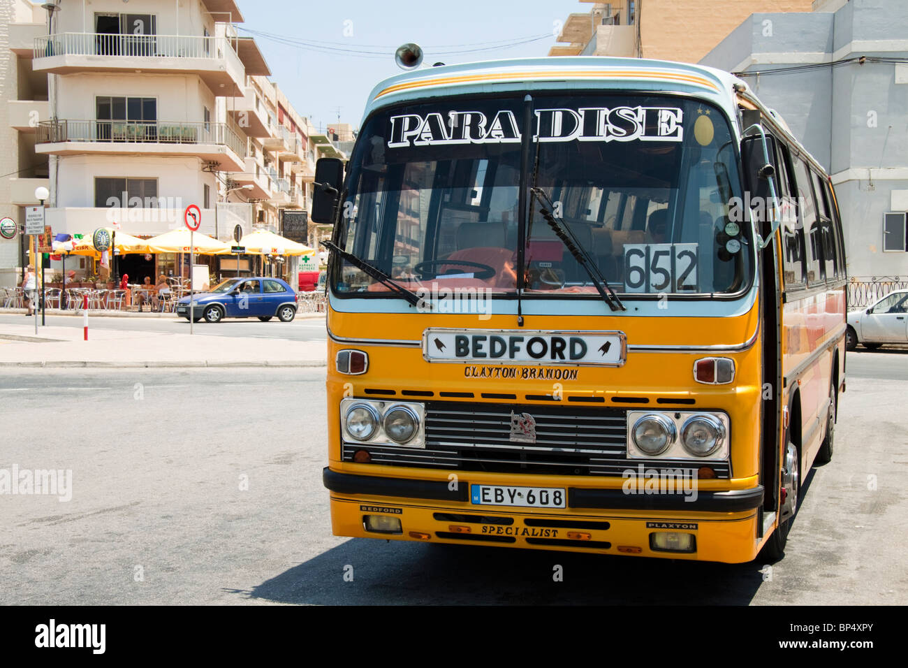 A Maltese bus, Qawra bus station, Malta Stock Photo - Alamy