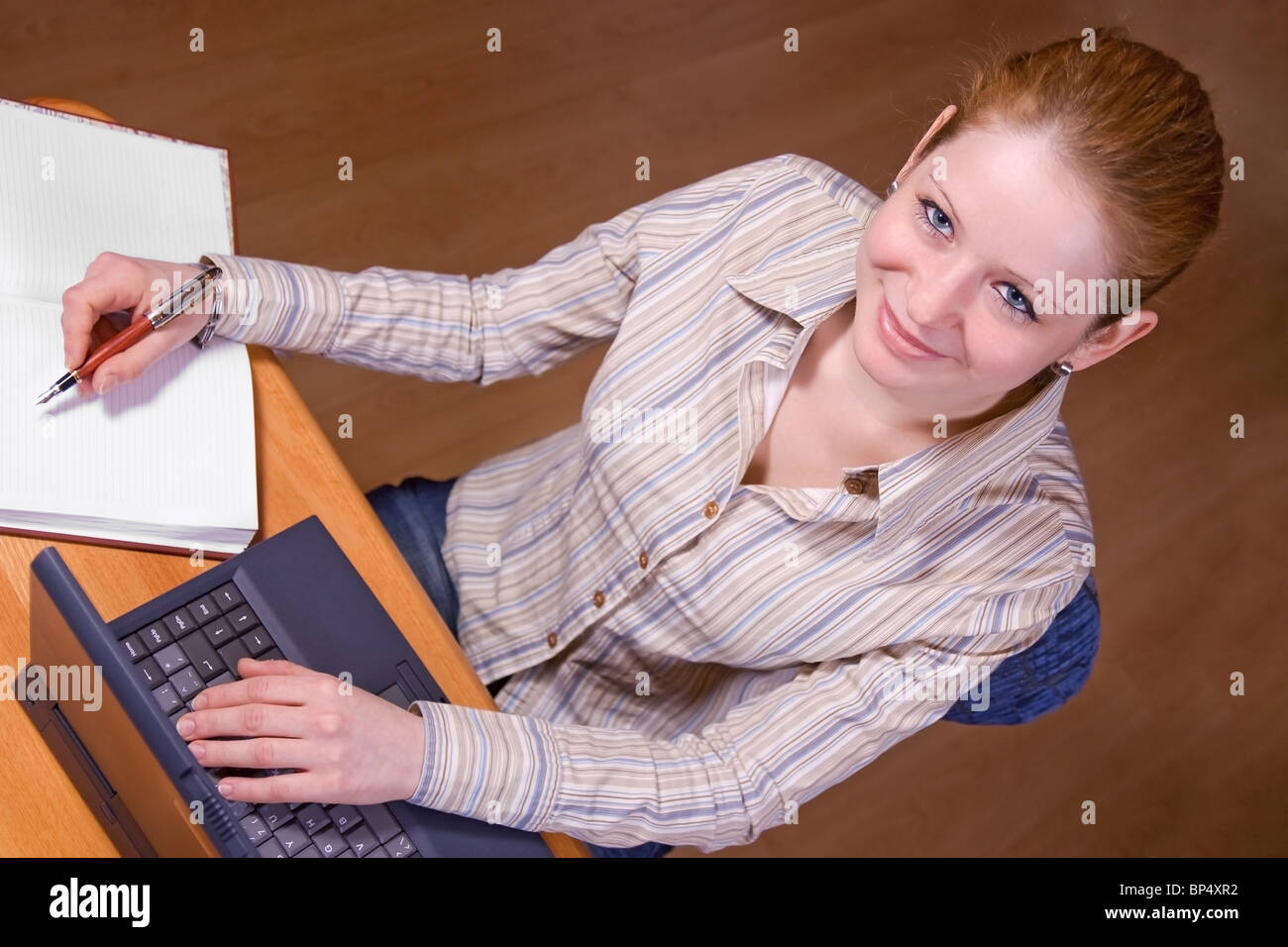 girl with notebook Stock Photo - Alamy
