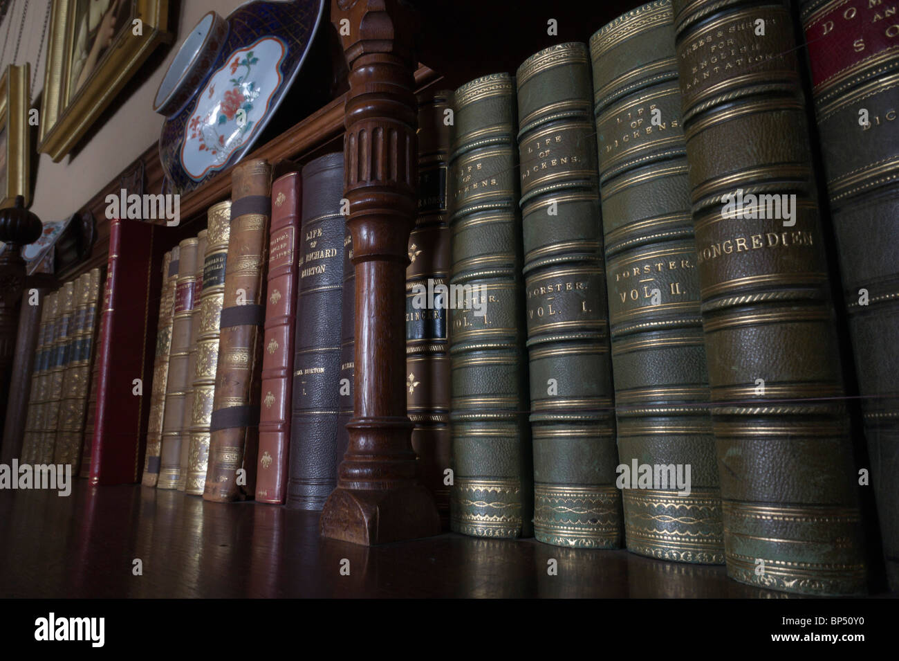 Cragside historic house Northumberland UK - books in the drawing room ...