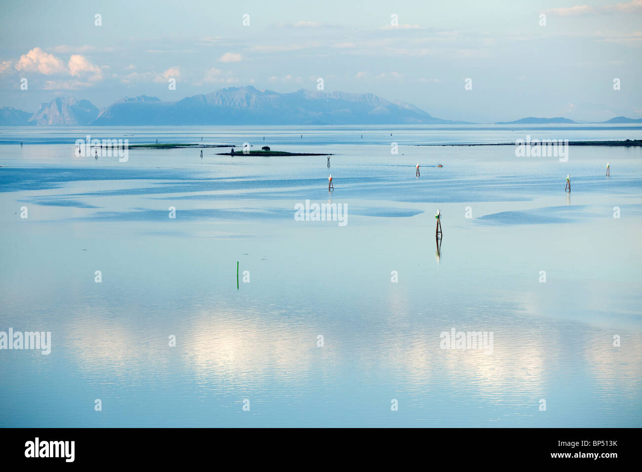 Beacons in sea, Lofoten Stock Photo - Alamy