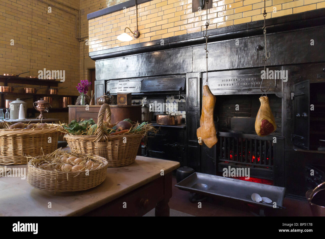 Cragside historic house Northumberland UK - interior - the kitchen with ...