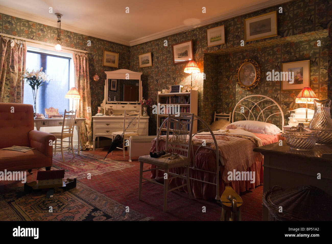 Cragside historic house Northumberland UK - interior - a bedroom Stock ...