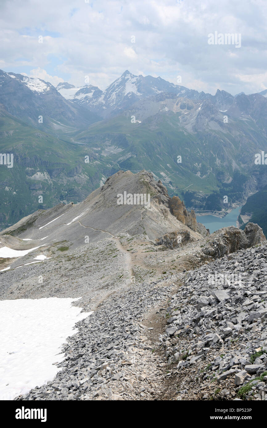 Eye of the needle or Aguille Percee area near Tignes Val d'Isere in the ...