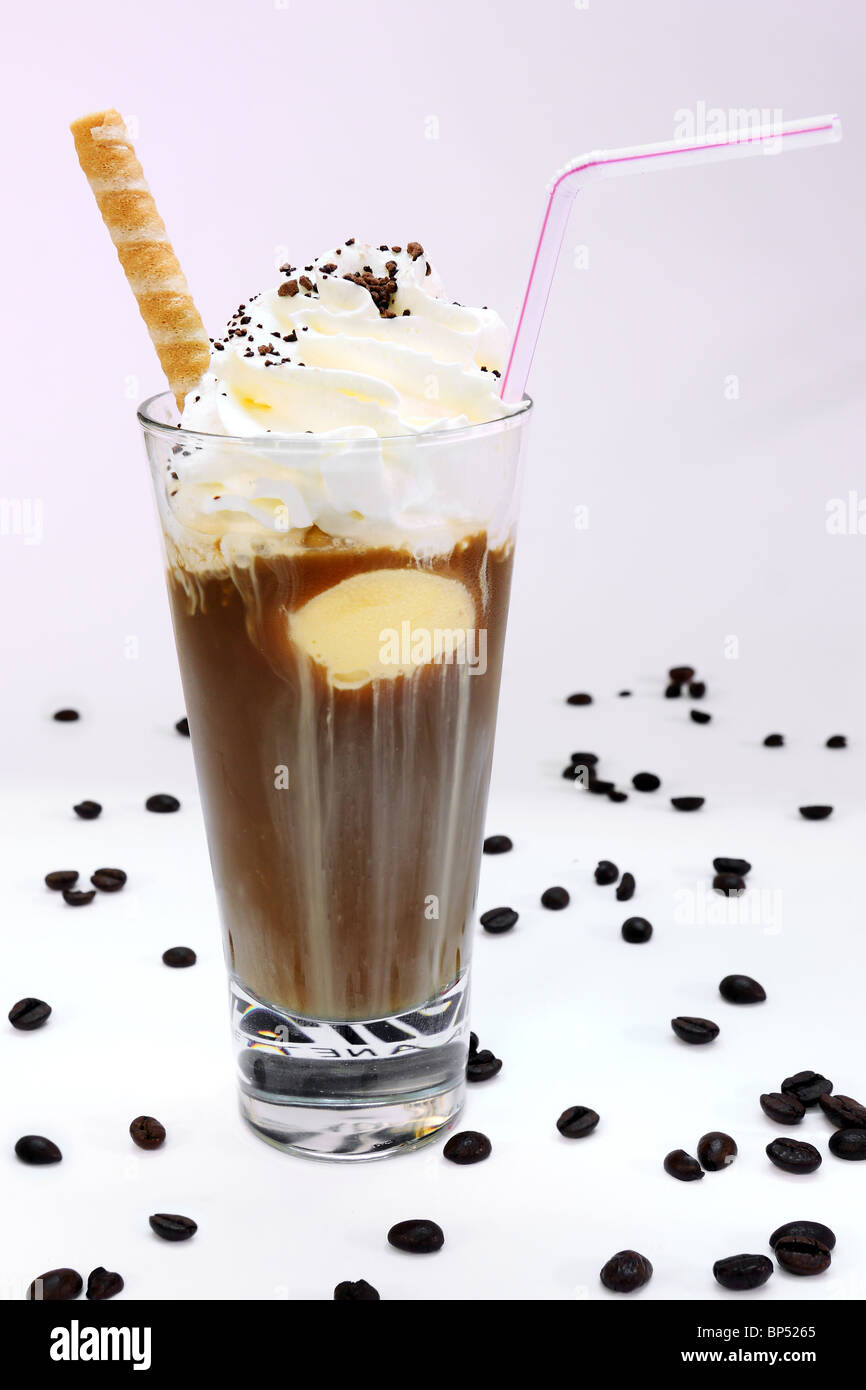 Ice café on white background Stock Photo - Alamy