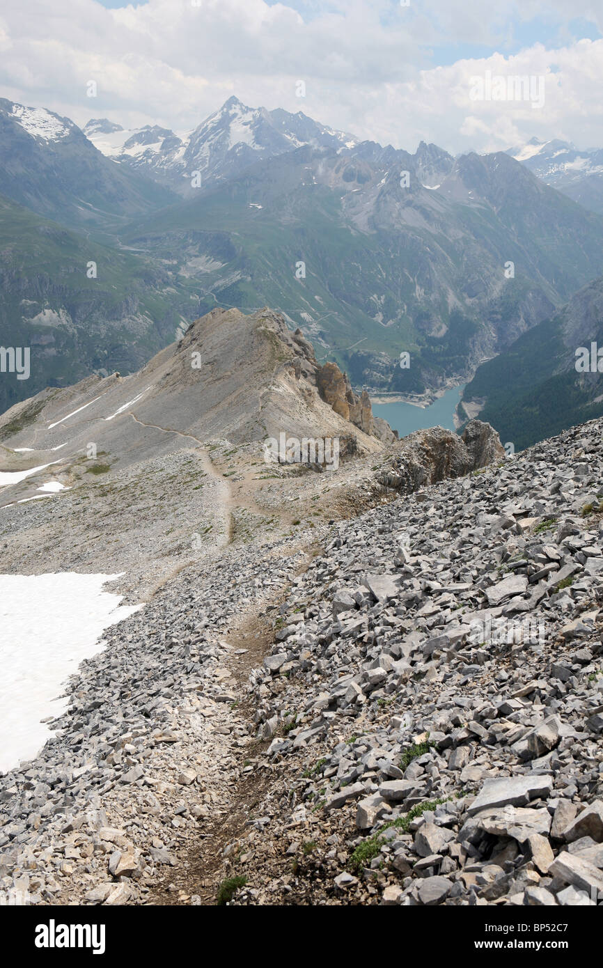 Eye of the needle or Aguille Percee area near Tignes Val d'Isere in the ...