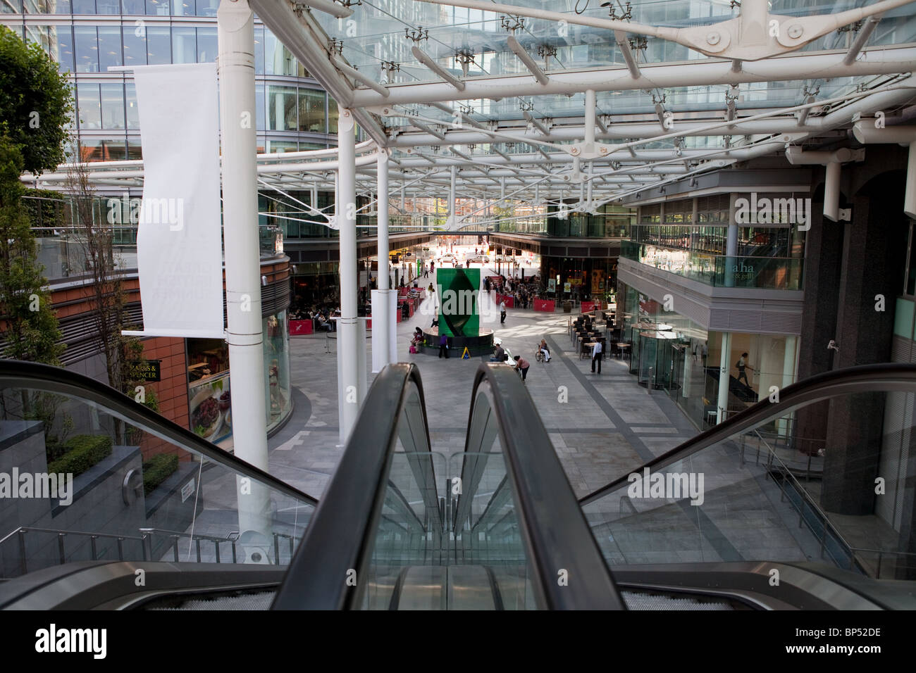 From the upper level of Cardinal Place shopping precinct the lower ...