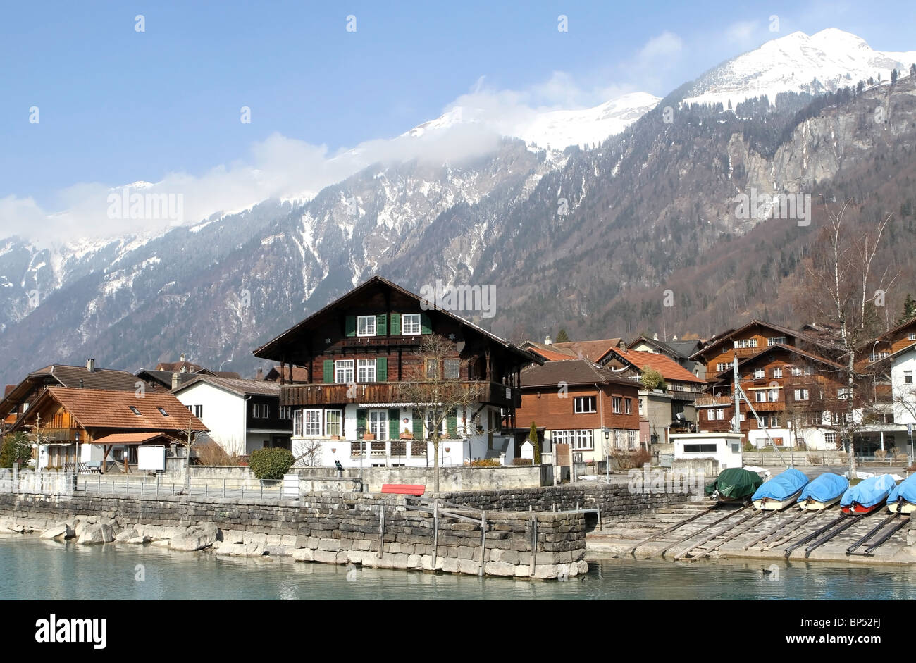 Beautiful waterfront homes on Lake Brienz, in Brienz, Berne ...