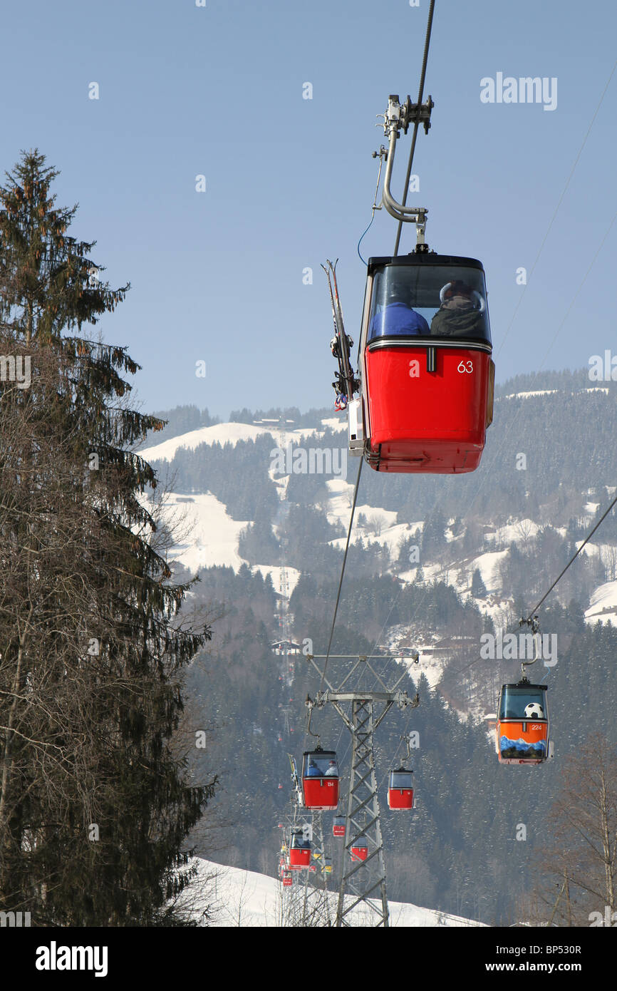 Cable car from the Swiss ski resort of Grindlewald that travels to ...