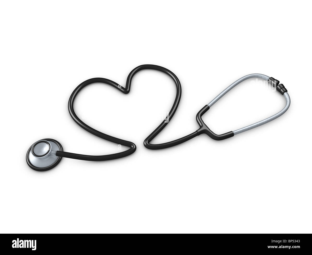 3d image, stethoscope with heart shaped tube. isolated over white ...