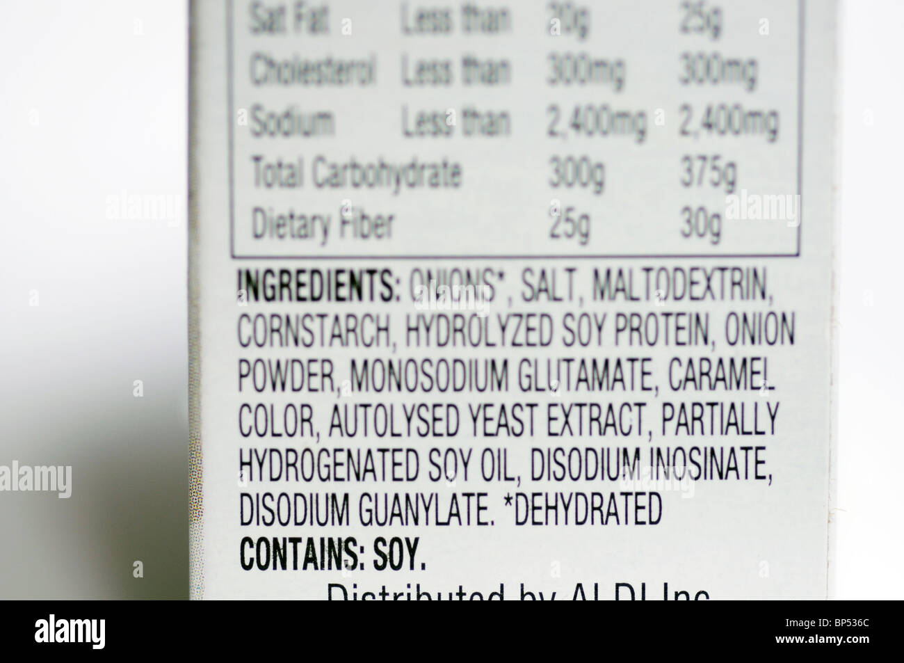 Nutrition information on food package Stock Photo - Alamy