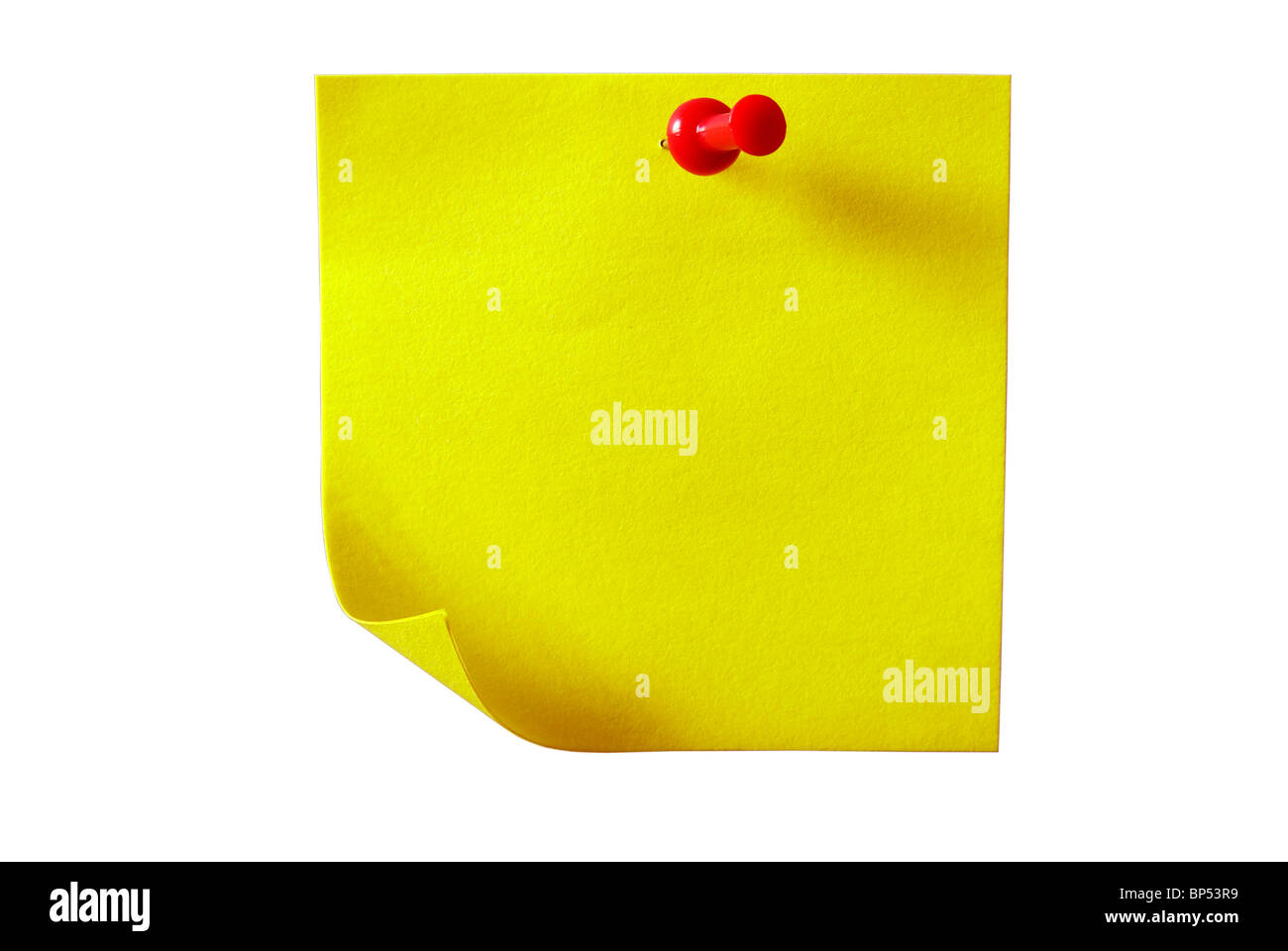 Note paper. Yellow sticky paper. Isolated on white with clipping path ...