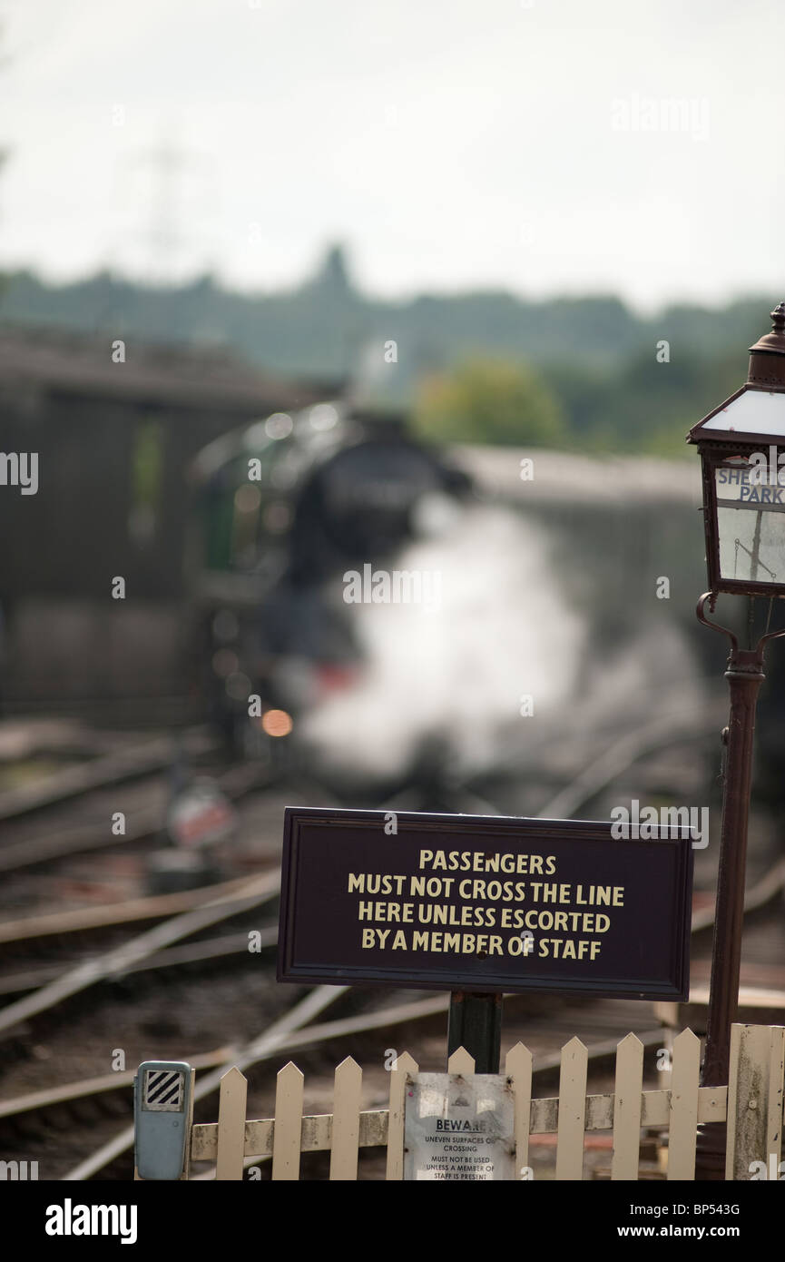 Passenger Warning Sign And Steam Locomotive, Bluebell Railway Stock ...