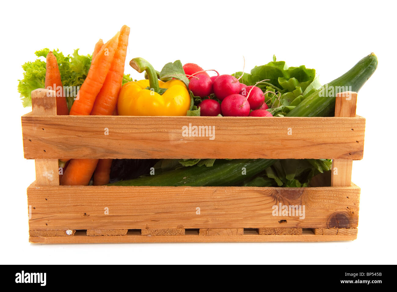 Wooden crate with a diversity of fresh vegetables Stock Photo - Alamy