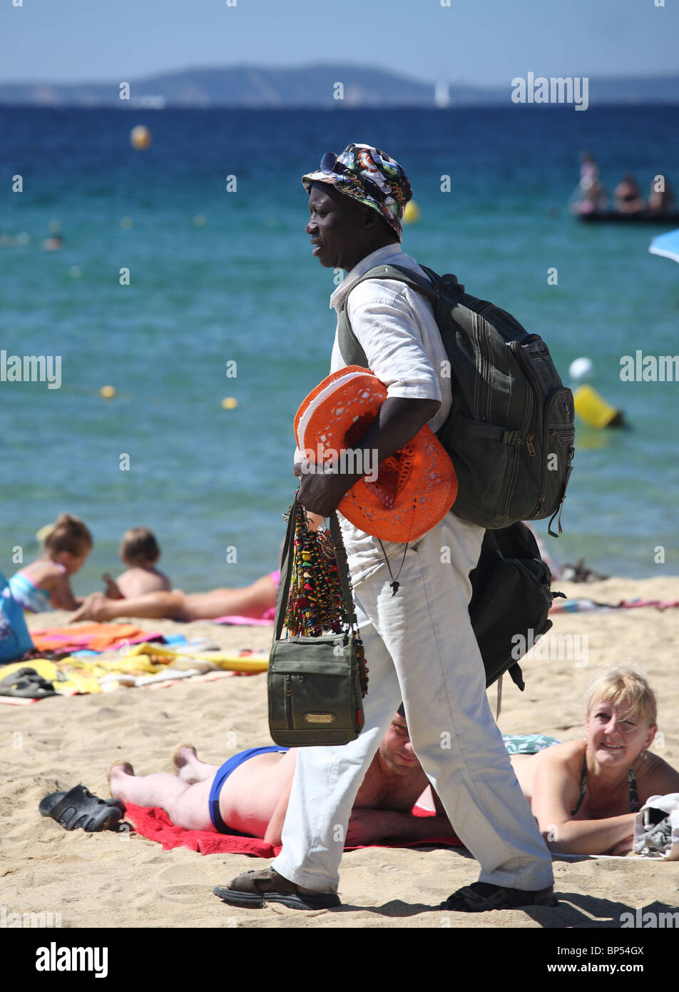 beach seller in south of france Stock Photo - Alamy