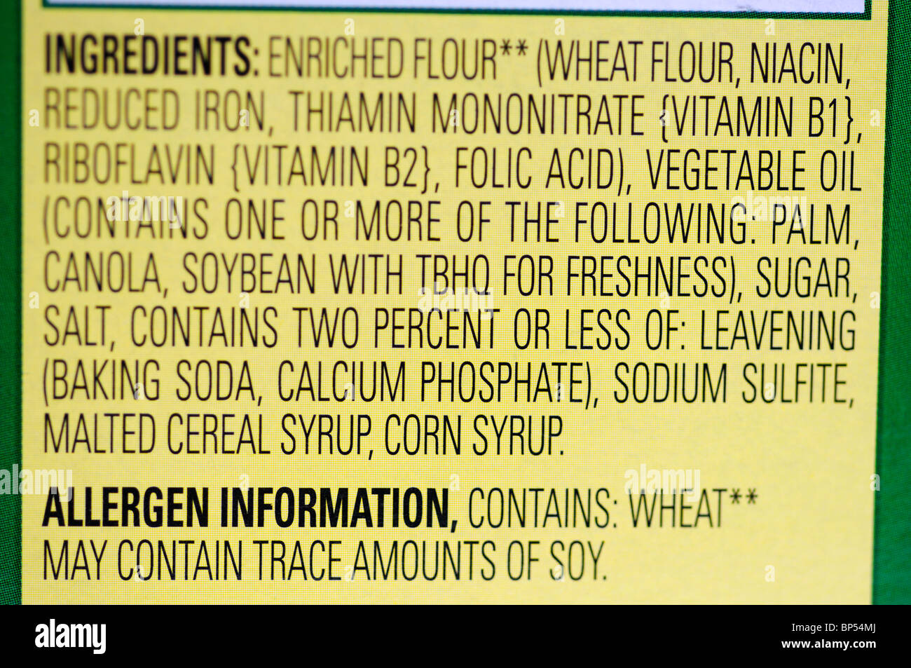 Ingredients list on food package hi-res stock photography and images ...