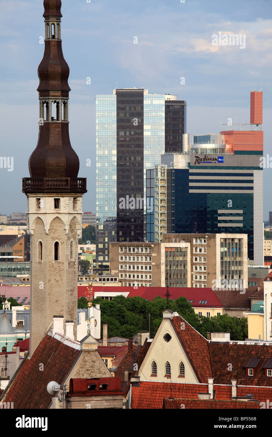 Estonia, Tallinn, Town Hall Tower, skyline, modern architecture Stock ...