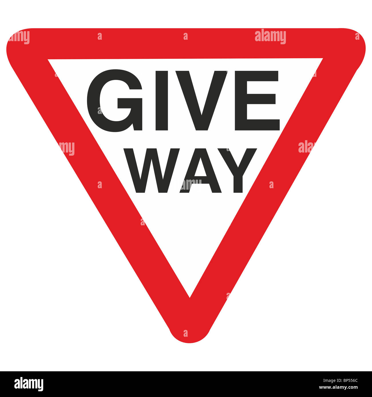 uk road sign give way yield at junction Stock Photo - Alamy