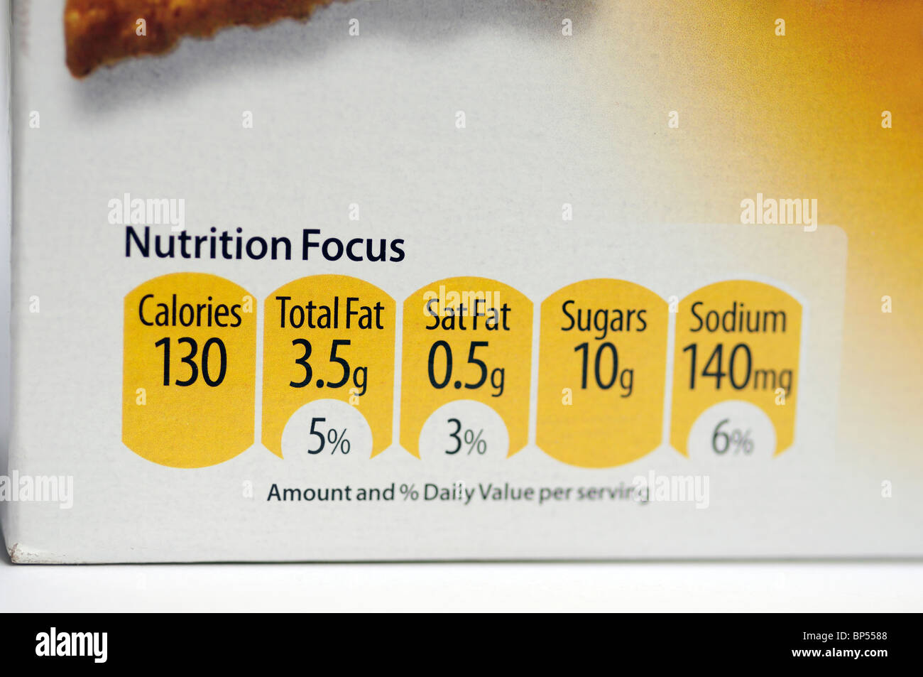 Nutrition information on food package Stock Photo - Alamy