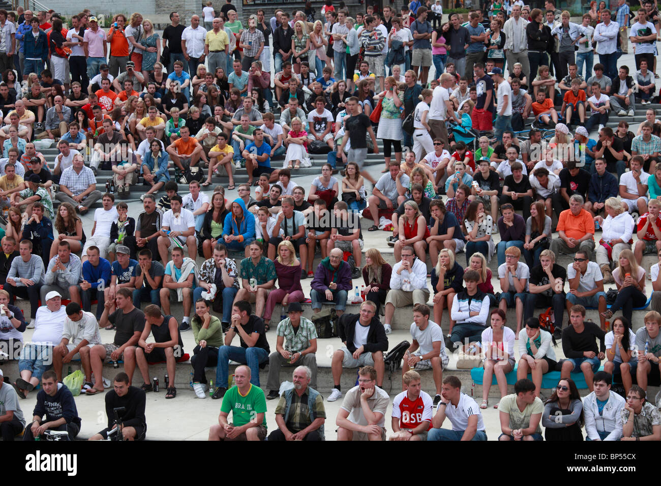 Estonia, Tallinn, crowd of people in a square Stock Photo - Alamy