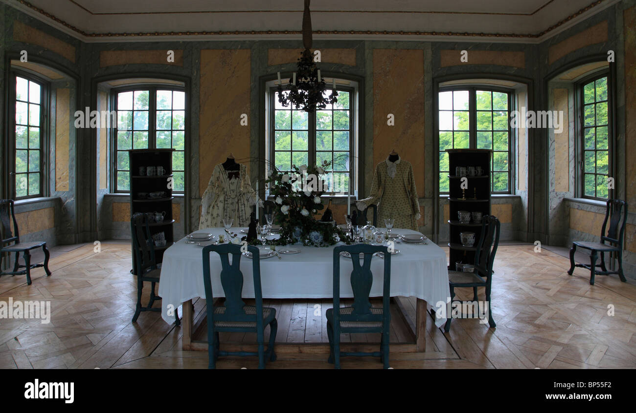 Sweden, Drottningholm Palace, Chinese Pavilion, dining hall Stock Photo ...