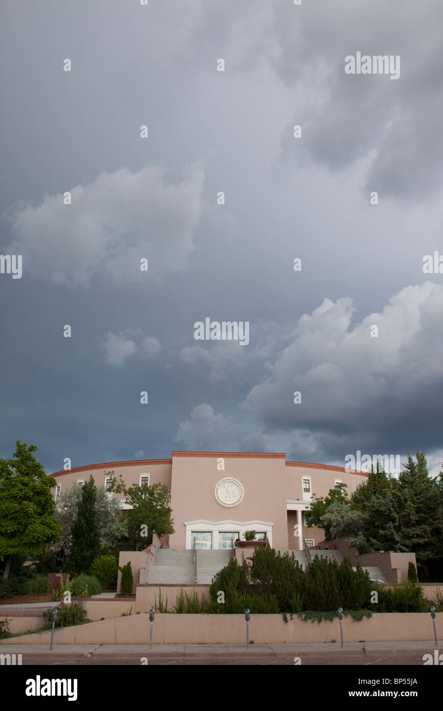 Rear entrance to the Roundhouse, New Mexico state capitol building in ...